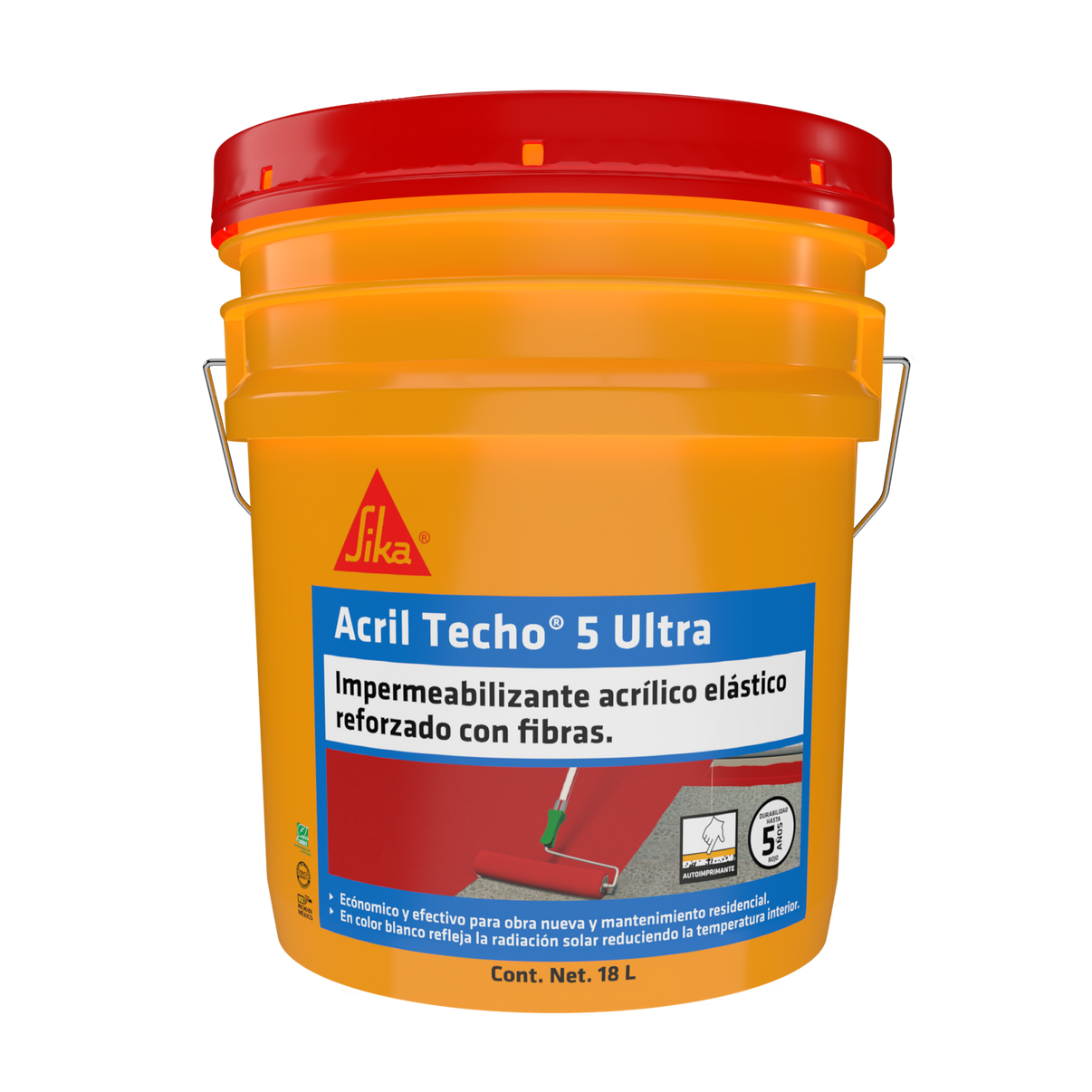 IMPERMEABILIZANTE ACRÍLICO SIKA ACRIL TECHO 5 AÑOS ULTRA ROJO 18 LT ...