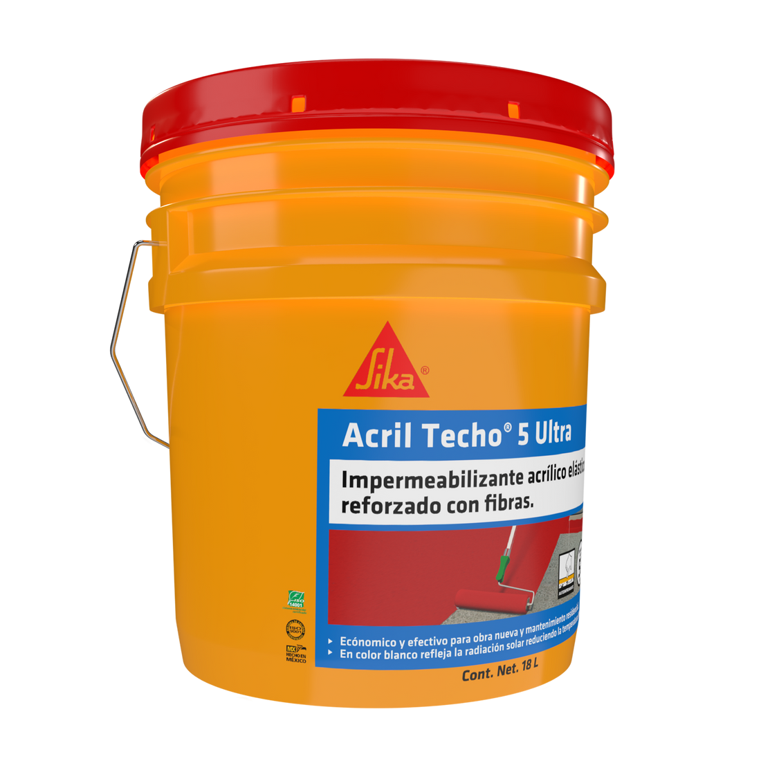 IMPERMEABILIZANTE ACRÍLICO SIKA ACRIL TECHO 5 AÑOS ULTRA ROJO 18 LT ...