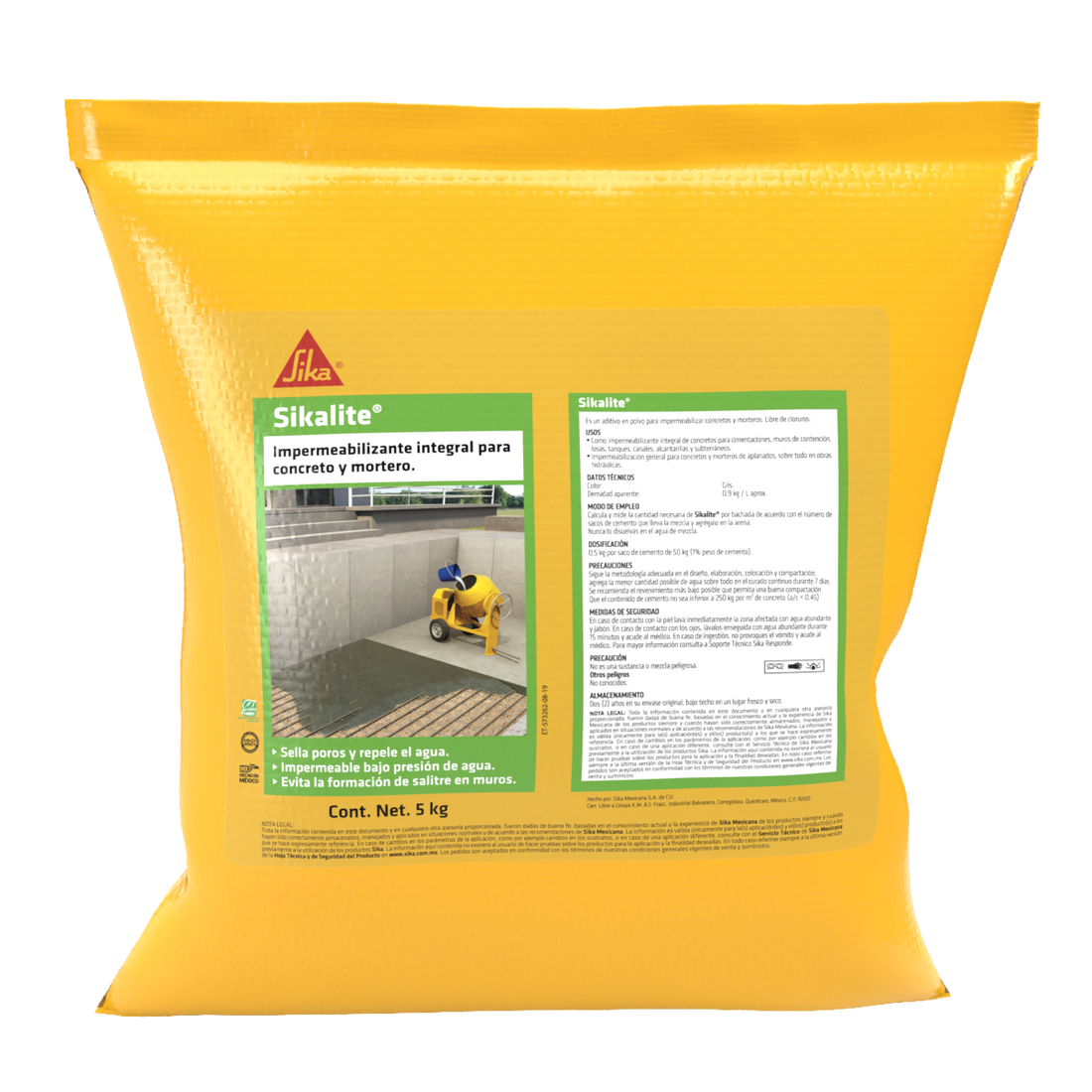 IMPERMEABILIZANTE INTEGRAL EN POLVO SIKALITE 5 KG – Sikashop